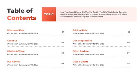 Free Powerpoint Presentation Table Of Contents Slide Template