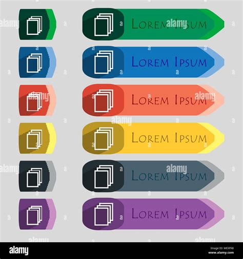 Copy File Sign Icon Duplicate Document Symbol Set Of Coloured Buttons Vector Illustration