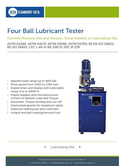 Four Ball Lubricant Tester Technical Specifications And Accessories For Evaluating Extreme