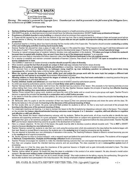 Let Topnotchers Notes Pdf Curriculum Educational Assessment