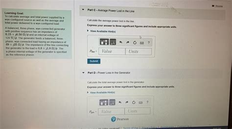 Solved Learning Goal Part C Average Power Lost In The Chegg