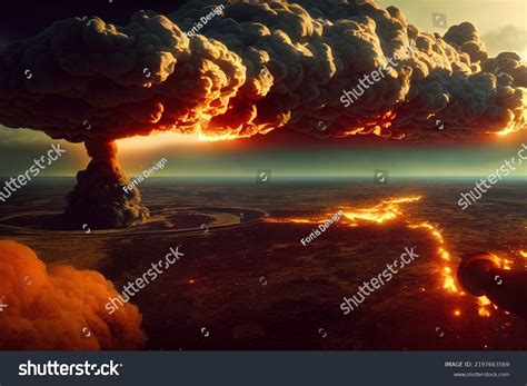 Huge Nuclear Explosion 3d Render Bomb Stock Illustration 2197663569