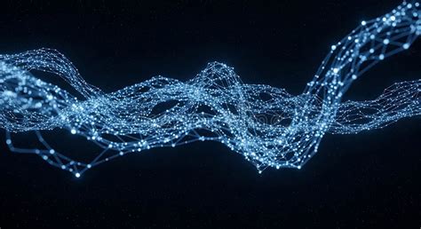 Flowing Digital Network Of Interconnected Points And Lines Forms A Wave Like Stock Illustration