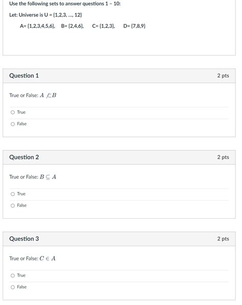 Solved Use The Following Sets To Answer Questions Chegg Com