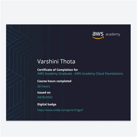 Varshini Thota On Linkedin Awsacademy Cloudfoundations Aws Cloudcomputing Certificationjourney