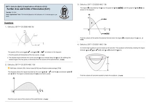 past hsc qs further area n volume 1 calculus ext1 c3 2005 hsc 6c