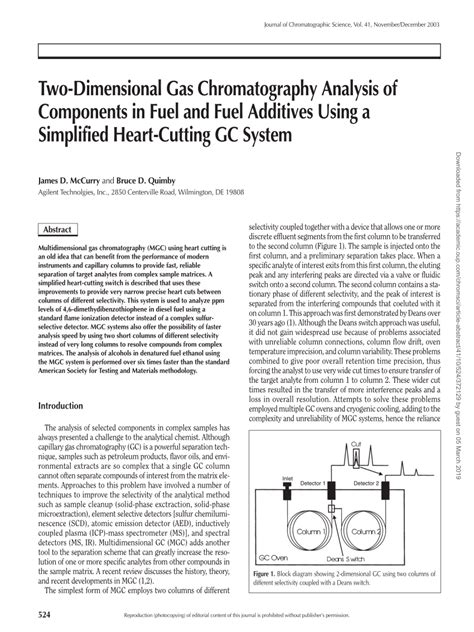 Pdf Two Dimensional Gas Chromatography Analysis Of Components In Fuel And Fuel Additives Using