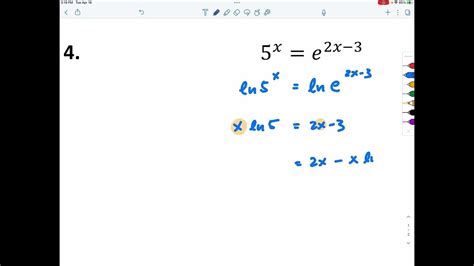 [alg2] solving exponential eqns with log or natural log ws q4 youtube