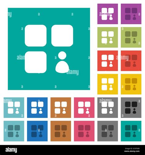 Component Owner Multi Colored Flat Icons On Plain Square Backgrounds Included White And Darker