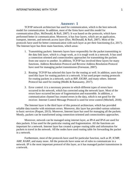 Detailed Analysis Of Internetworking With Tcp Ip Protocols