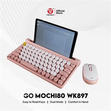 Promo Fantech Go Mochi 80 65 Combo Set Keyboard Mouse Wireless Bluetooth Wk897 Peach Cicil 0
