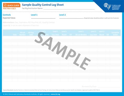 Poct08qg3 Quality Control Log Sheet Quick Guide