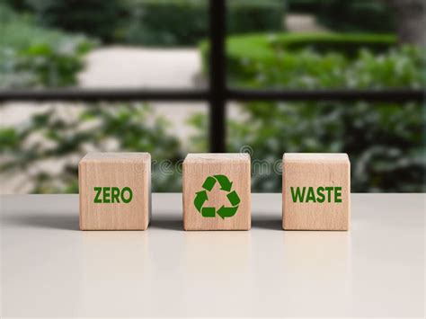 Environmental Sustainability Ecology And Recycling Concept Wooden Cubes With The Word Zero