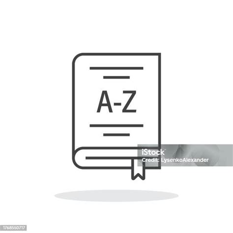플랫 스타일의 용어집 아이콘입니다 가이드 북 백과 사전 벡터 일러스트 레이 션 고립 된 배경 Az 노트북 사인 사업 개념 검사
