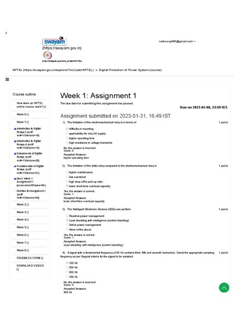 Week 1: Assignment 1: Assignment Submitted On 2023-01-31, 16:49 IST ...