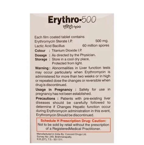 Erythromycin Mg Tablets At Rs Box Antibiotic Antiinfection Drugs Medicines In Raipur