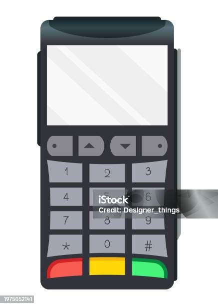 결제 Pos 단말기 Nfc 결제 기계 개념 은행 결제 단말기 모형 평면 디자인의 벡터 일러스트 레이 션 장비에 대한 스톡 벡터