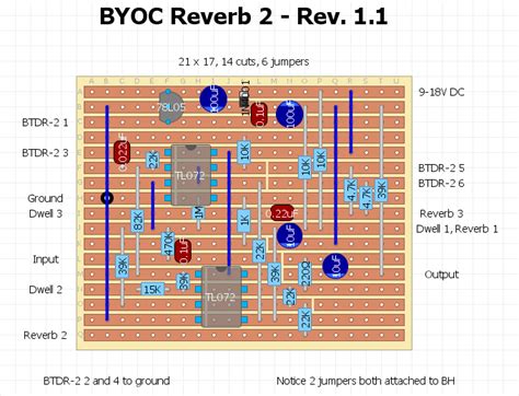 Byoc Reverb 2 Rev 11 Veroboard Layout