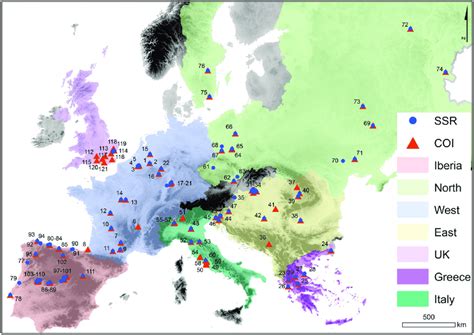 Sampling Locations Of Lucanus Cervus Localities With Samples With Coi