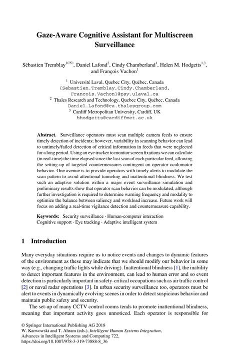 Pdf Gaze Aware Cognitive Assistant For Multiscreen Surveillance
