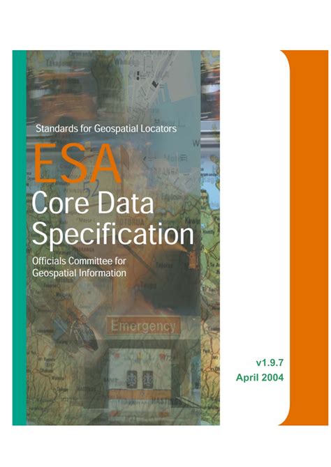 Esa Data Specifications Development Plan Revised Version 11 May