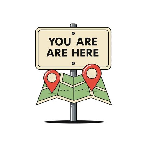 Navigation Map With Location Pins And You Are Here Sign Flat Design
