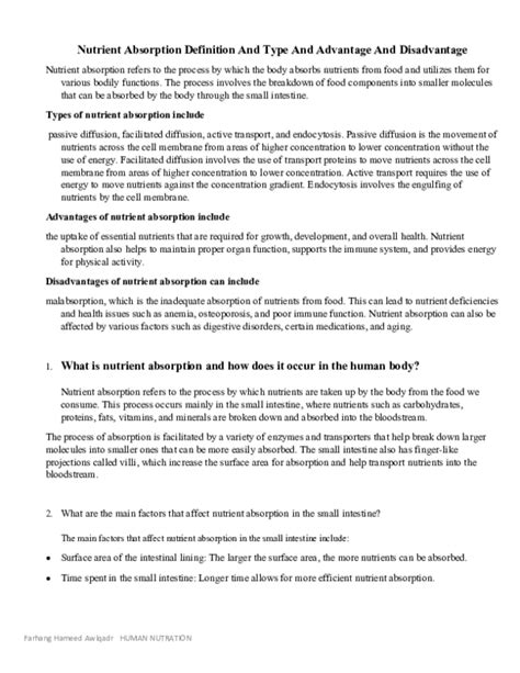 Doc Nutrient Absorption