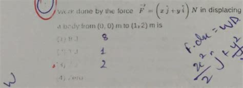 W What Done By The Force Vec F X Hat J Y Hat I N