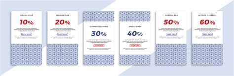 추상적 인 기하학적 패턴의 수직 홍보 웹 배너 세트 소셜 미디어 모바일 앱 스토리에 대한 트렌디 한 판매 및 할인 프로모션 배경 벡터 편집 가능한 배경 Eps 10 개념에