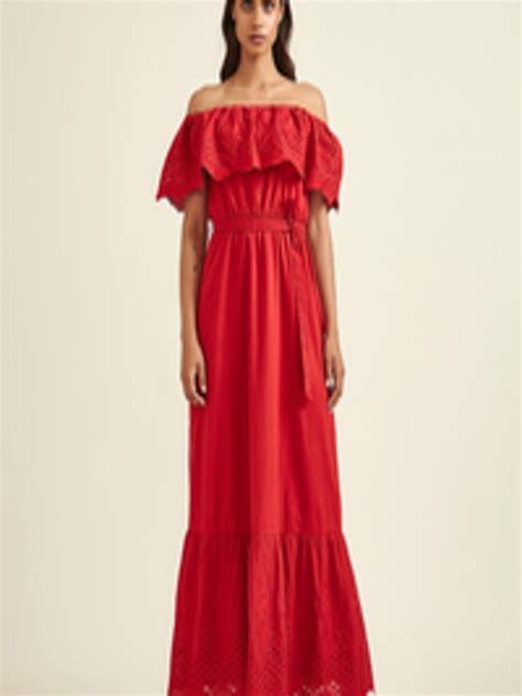 Buy Cover Story Red Off Shoulder Maxi Dress Dresses For Women