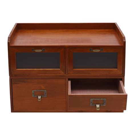 Desktop Organizer With 6 Drawers Tabletop Drawer Cabinet With Acrylic Door Wood Supplies