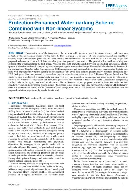 Pdf Protection Enhanced Watermarking Scheme Combined With Non Linear Systems
