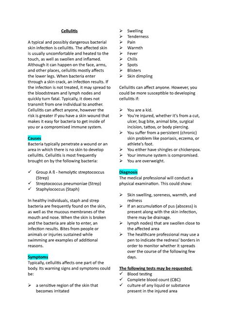 Cellulitis Common Bacterial Infection Cellulitis A Typical And