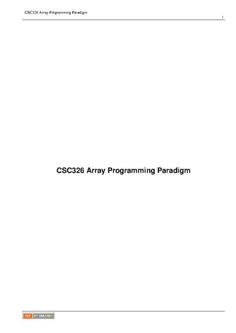 Lec56 Array Programming I Csc326 Array Programming Paradigm Ii Revision History Number Date