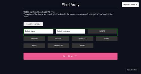 React Hook Form Usefieldarray Forked Codesandbox