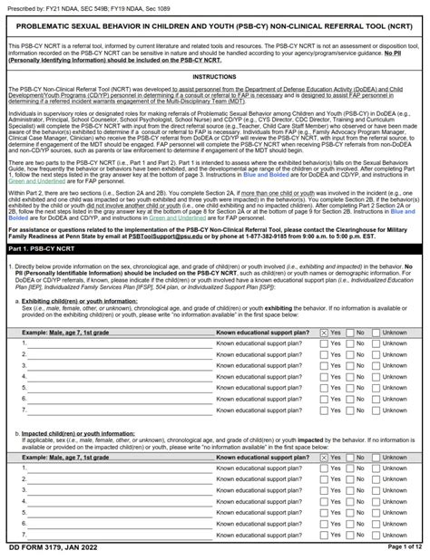 DD Form Problematic Sexual Behavior Non Clinical Referral Tool DD Forms