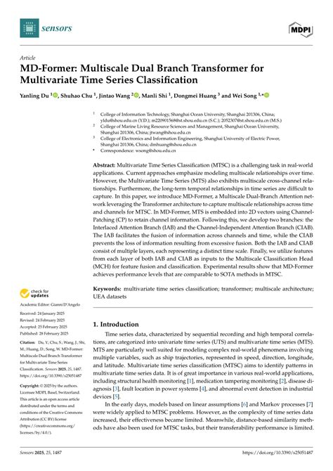 Pdf Md Former Multiscale Dual Branch Transformer For Multivariate