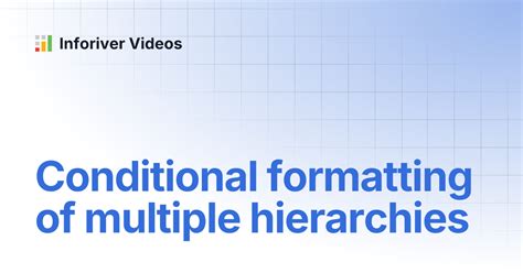 Conditional Formatting Of Multiple Hierarchies Inforiver Videos