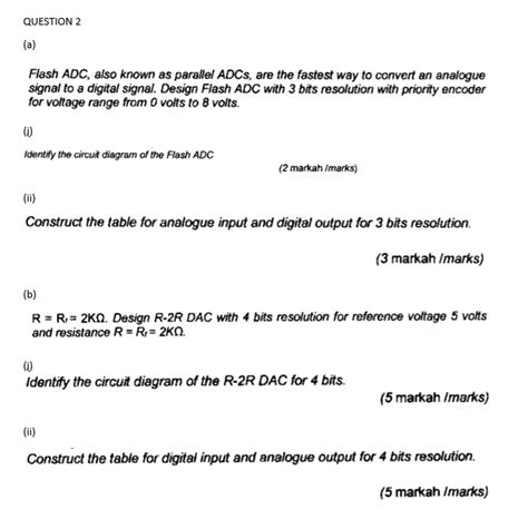 SOLVED QUESTION A Flash ADC Also Known As Parallel ADCs Is The Fastest Way To Convert An