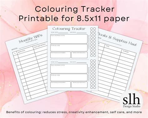 Colouring Tracker Printable Colouring Tracker Bundle Digital Download