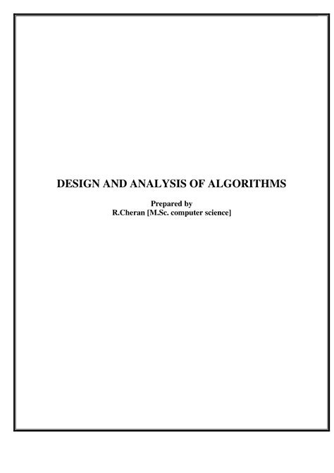 Design And Analysis Of Algorithm Computer Science Bcs23 Stuvia Us