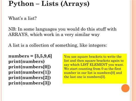 PPT Python Lists Arrays Whats A List PowerPoint Presentation ID