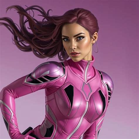 Hyperrealistic Pink Power Ranger Girl In Latex Sui Ai Art