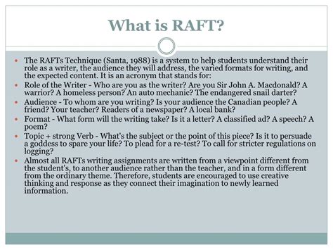 PPT What Is A RAFT PowerPoint Presentation Free Download ID 2513763