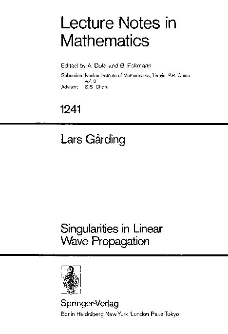 Singularities In Linear Wave Propagation [pdf] [31vufqq29t90]