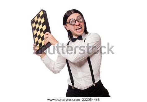 Nerd Chess Player Isolated On White Stock Photo 232054468 Shutterstock