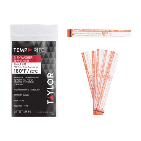 Shop Temprite Commercial Dishwasher Temperature Test Strips Taylor
