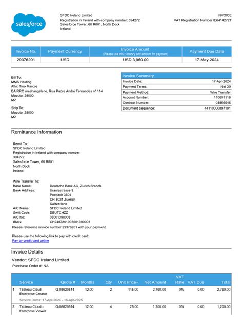 Salesforce Invoice 29376201 Pdf Invoice Value Added Tax