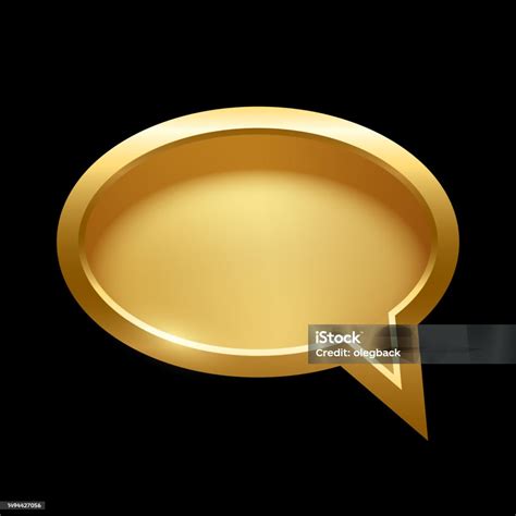 금색 타원 말풍선과 프레임 벡터 그림 빈 엠블럼 메달 또는 배지를 위한 3d 황금 광택 우아한 타원형 버튼 디자인 검정색 배경에 격리된 플레이트에 조명 효과 3차원 형태에