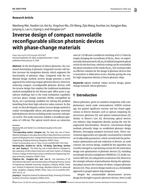 Pdf Inverse Design Of Compact Nonvolatile Reconfigurable Silicon